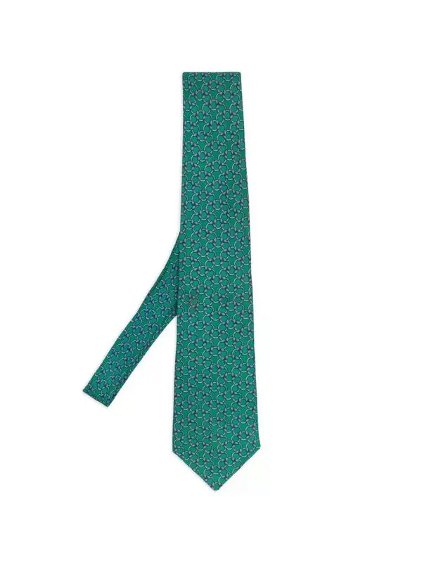 Hermès Patterned Jacquard Neck Tie - Green