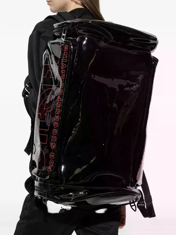 DIESEL® Patent-finish Logo-print Backpack - Black