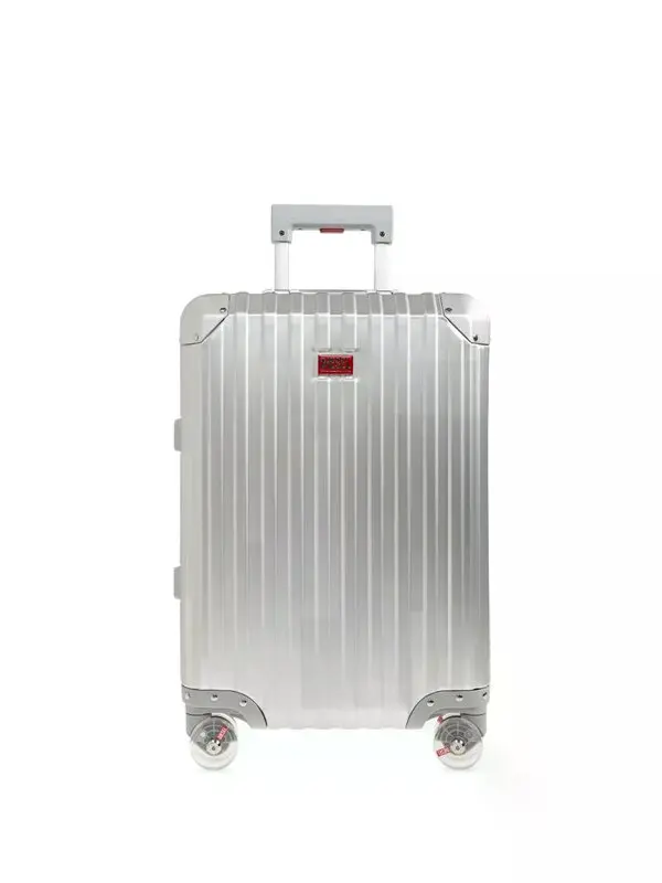 DIESEL® Ribbed-texture Suitcase With Logo Plaque - Silver