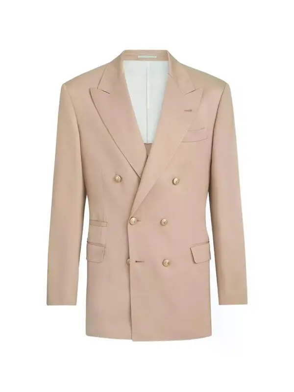Brunello Cucinelli Délavé-silk And Linen Gabardine One-and-a-half Breasted Tailor Blazer With Metal Buttons - Neutrals