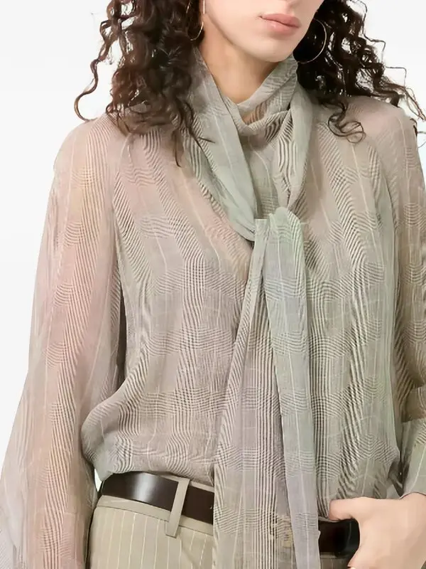 Barbara Bui Tie-neck Checked Blouse
