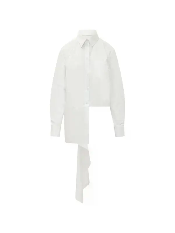 MSGM Asymmetric Hem Draped Shirt - White