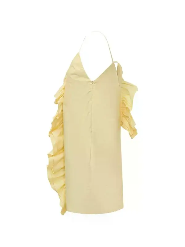 MSGM Ruffled V-neck Mini Dress - Yellow