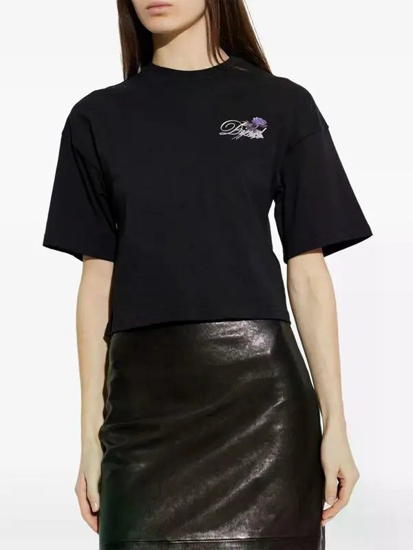 DIESEL® Floral-print Cropped T-shirt - Black