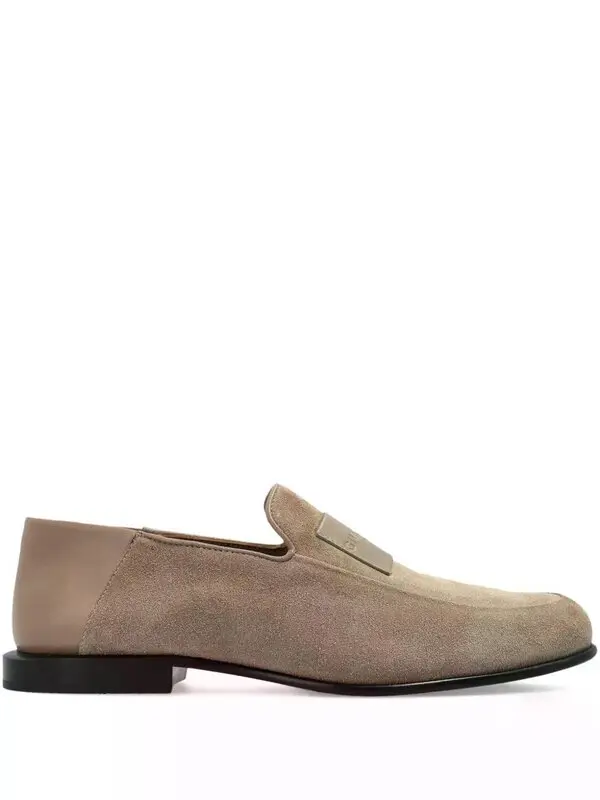 Givenchy Label Suede Loafers - Neutrals