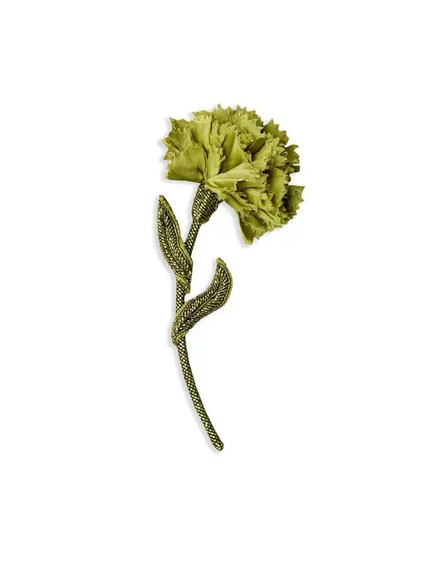 Erdem Beaded Carnation Brooch - Green