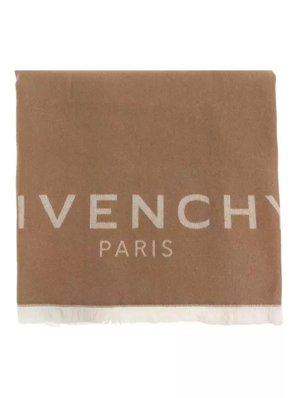Givenchy Logo Fringed Scarf - Brown