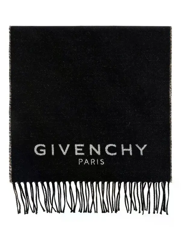 Givenchy Logo Fringed Scarf - Black