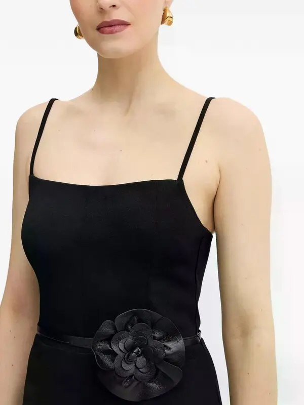 Guess Floral-appliqué Belted Midi Dress