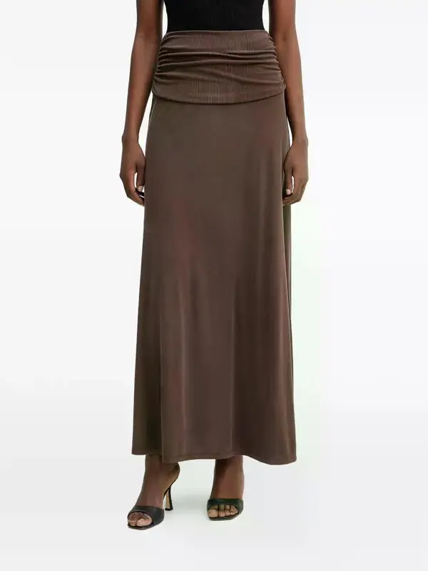 Guess Milena Gathered-detail Midi Skirt - Brown