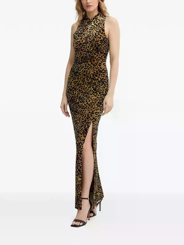 Guess Leopard-print Velvet Gown - Brown