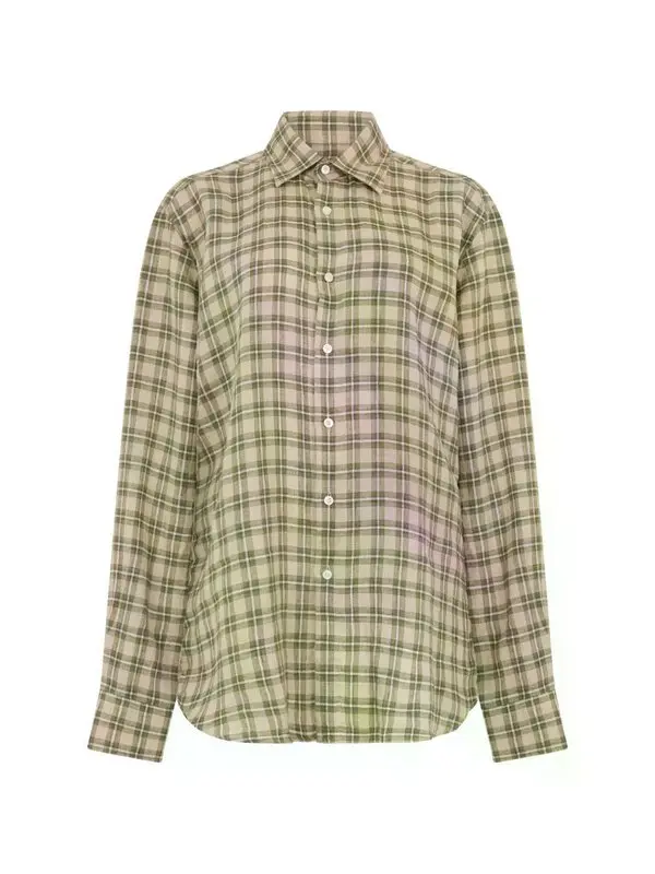 SLOWEAR Check-pattern Long-sleeve Shirt - Neutrals