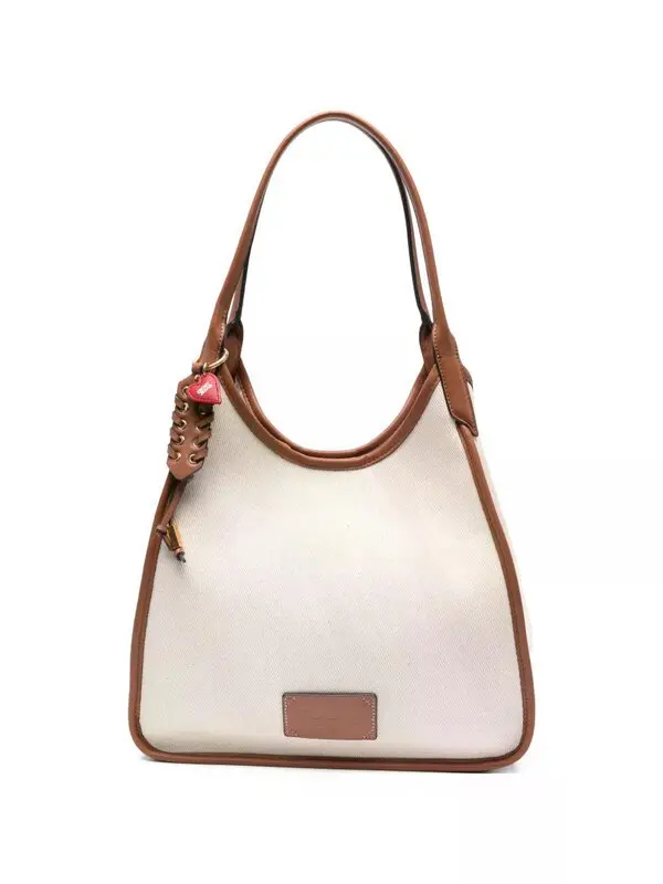Dkny Contrast-trim Logo-patch Tote - Neutrals