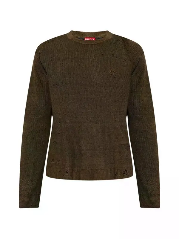 DIESEL® K-daianas Distressed Crew-neck Sweater - Green