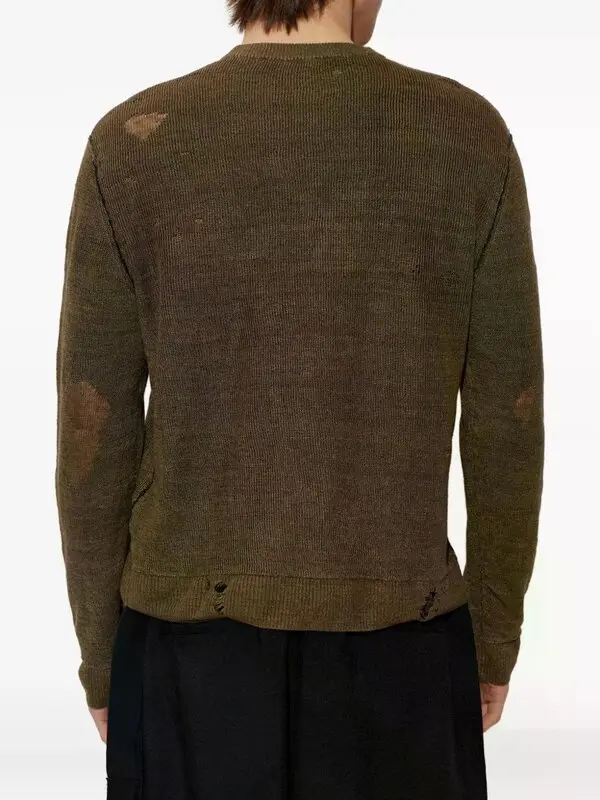 DIESEL® K-daianas Distressed Crew-neck Sweater - Green