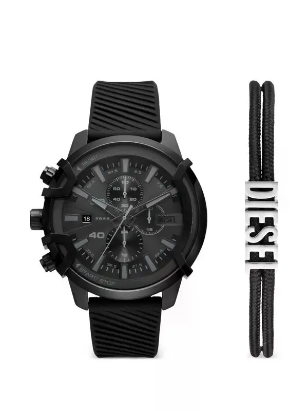 DIESEL® Griffed 48mm Watch And Bracelet Set - Black