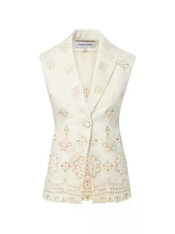 Veronica Beard Townes Eyelet Vest - Neutrals