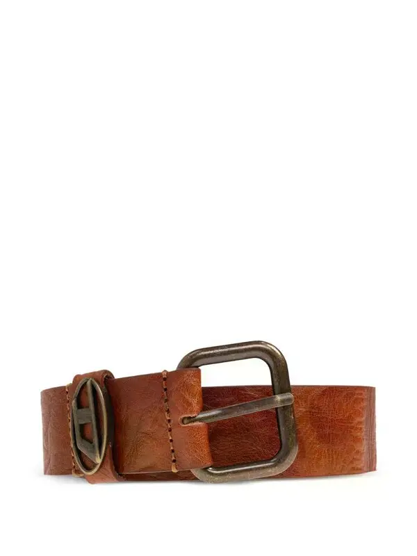 DIESEL® Leather Belt With Logo Detail - Brown