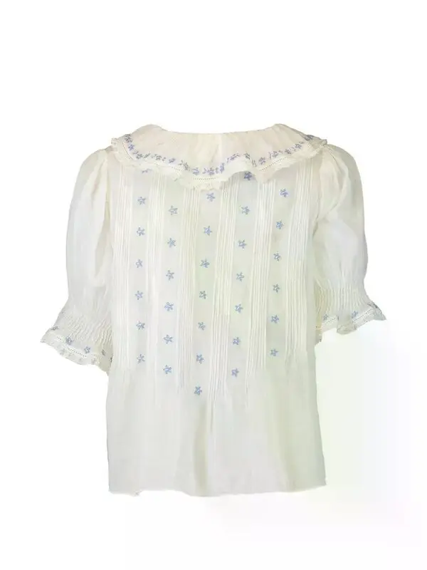 DÔEN Hettie Floral-embroidered Blouse - Neutrals