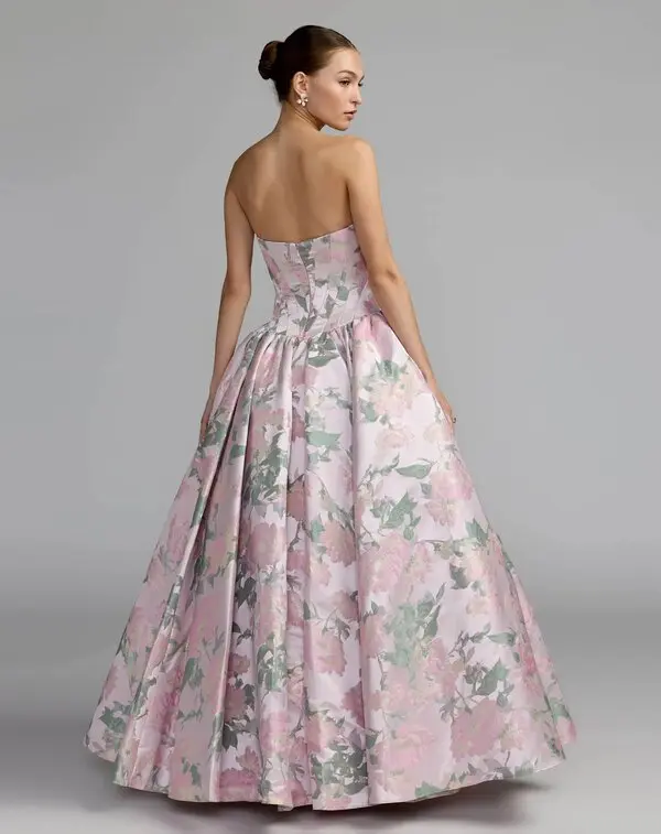 Mac Duggal Floral Strapless Ball Gown With Pockets