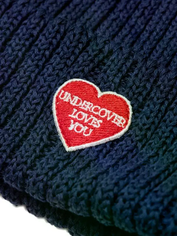 Undercover Ribbed Beanie With Heart Patch - Blue
