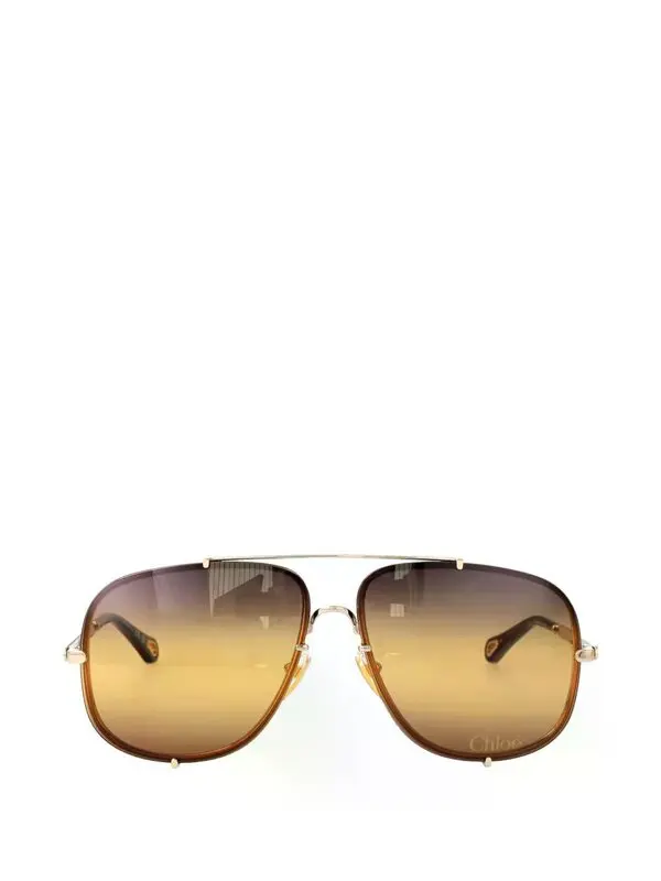 Chloé Ivy Double-bridge Pilot Sunglasses