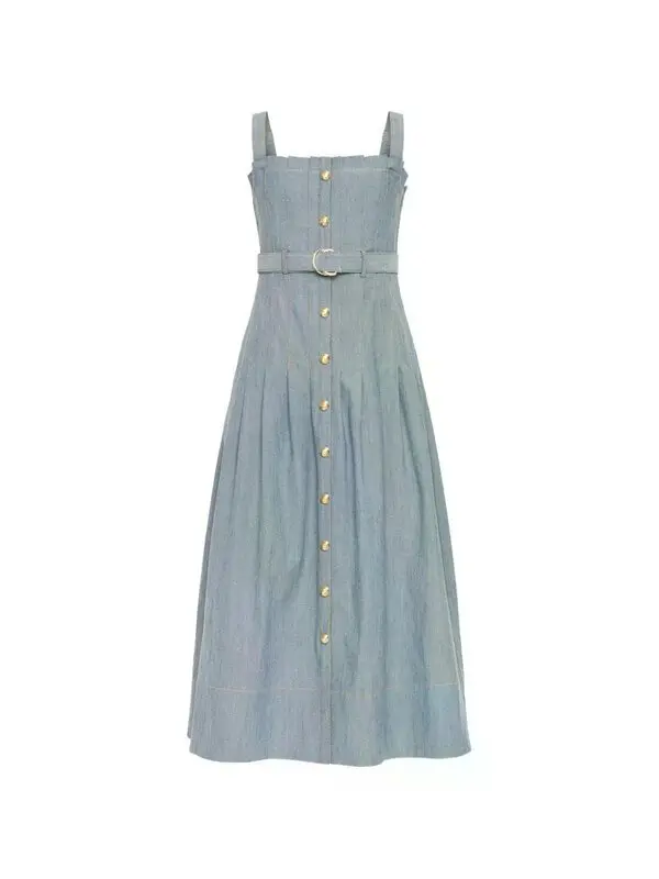 Cinq À Sept Button Belted Midi Dress - Blue