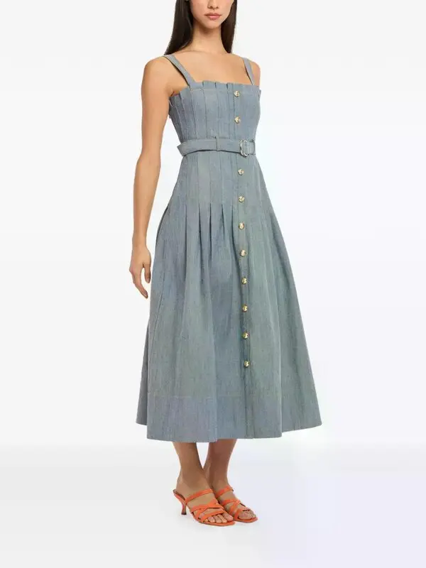 Cinq À Sept Button Belted Midi Dress