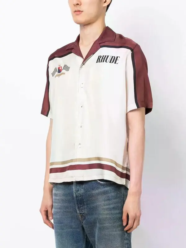 Rhude Graphic-print Silk Polo Shirt