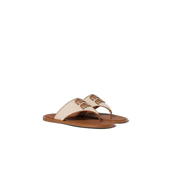 Miu Miu Canvas And Leather Thong Sandals