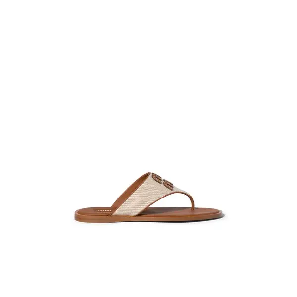Miu Miu Canvas And Leather Thong Sandals