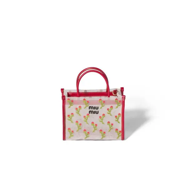 Miu Miu Embroidered Mesh Top-handle Bag