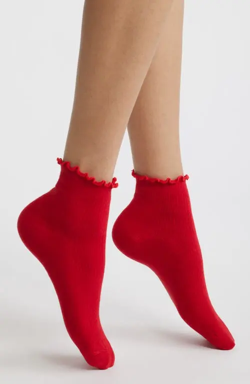 STEMS Billie Ruffle Mid Crew Socks - Red