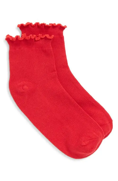 STEMS Billie Ruffle Mid Crew Socks - Red