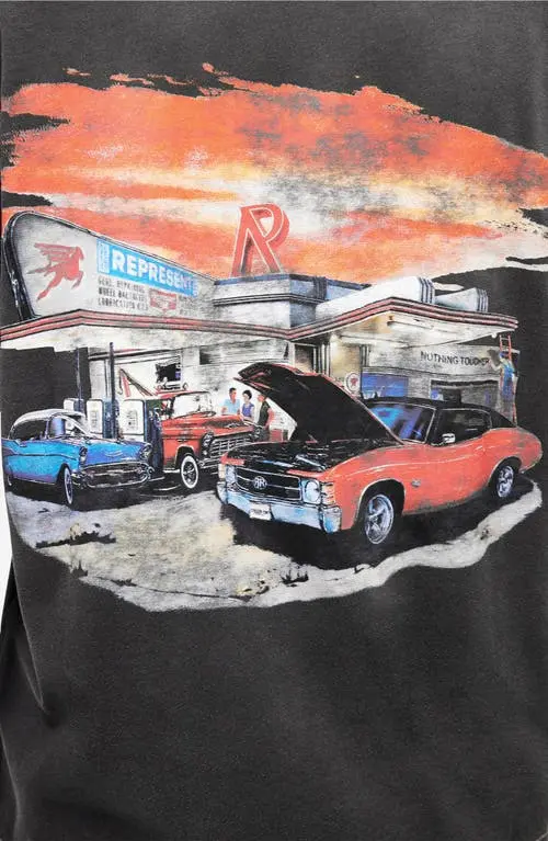 REPRESENT 24-hour Service Graphic T-shirt - Stained Black