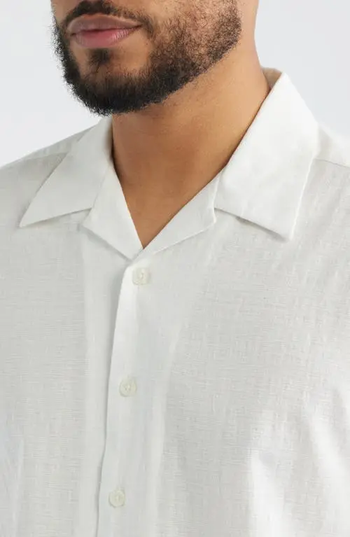 James Campbell Ephesia Slub Cotton Camp Shirt - Ivory
