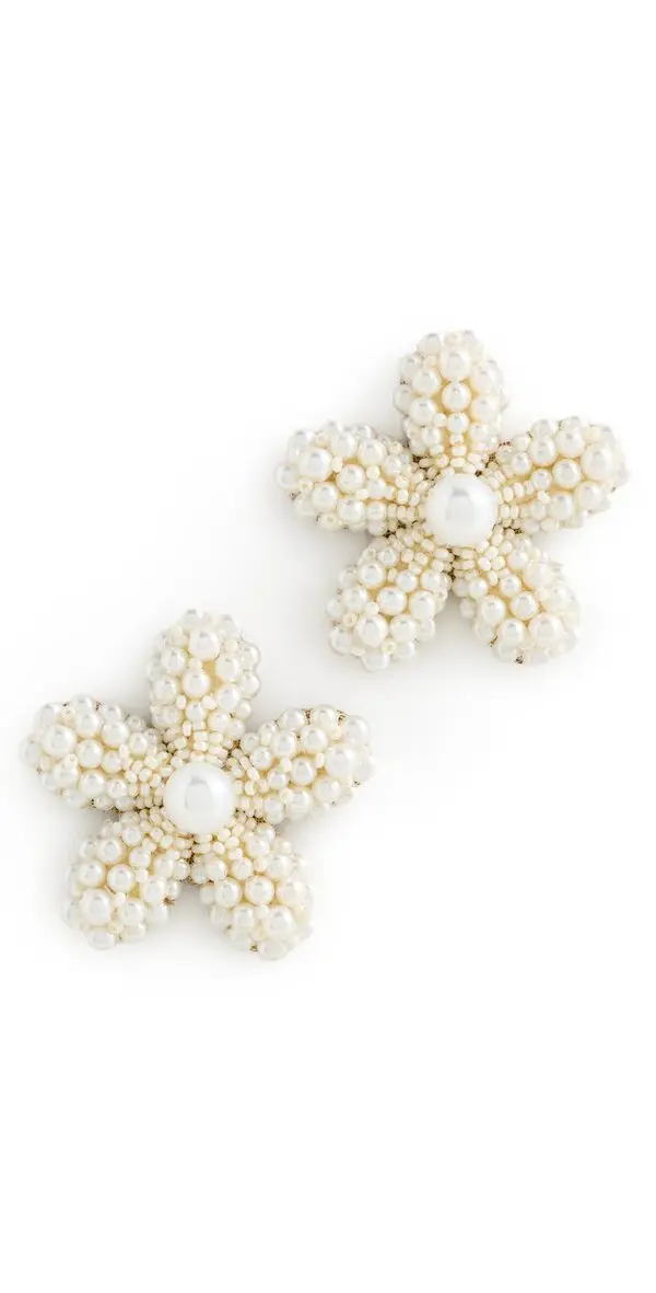 Deepa Gurnani Venetia Floral Earrings - Ivory