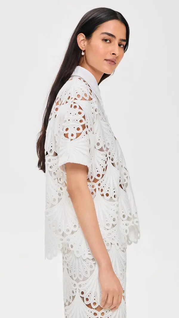 MEIMEIJ Lace Button-down Top