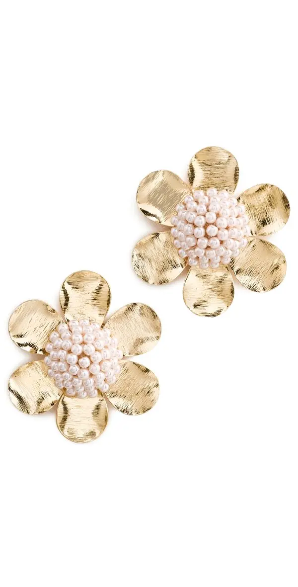 Deepa Gurnani Curie Floral Earrings - Gold