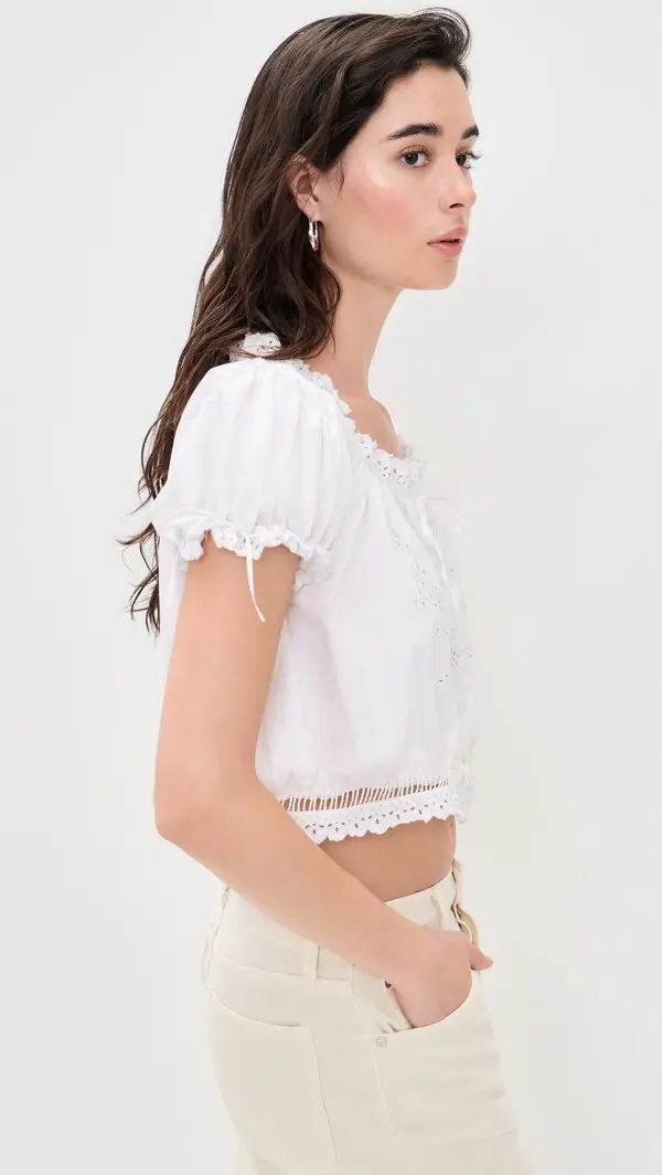 Warp + Weft Prairie Wind Floral Eyelet Blouse