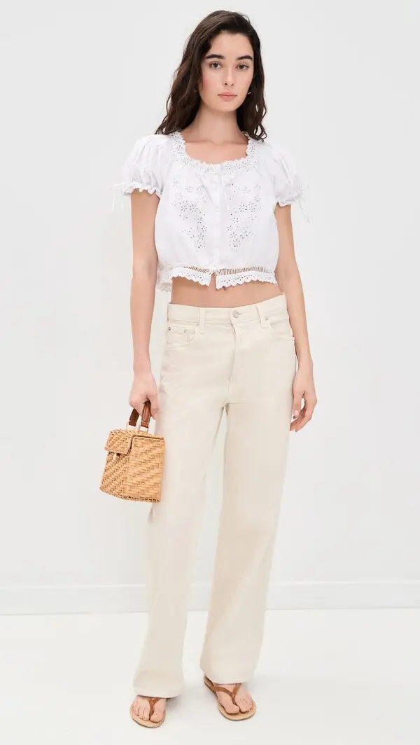Warp + Weft Prairie Wind Floral Eyelet Blouse