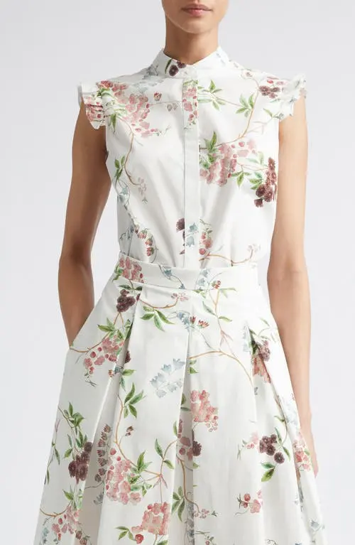 Erdem Chintz Floral Sleeveless Organic Cotton Poplin Shirt - French Chintz Multi White