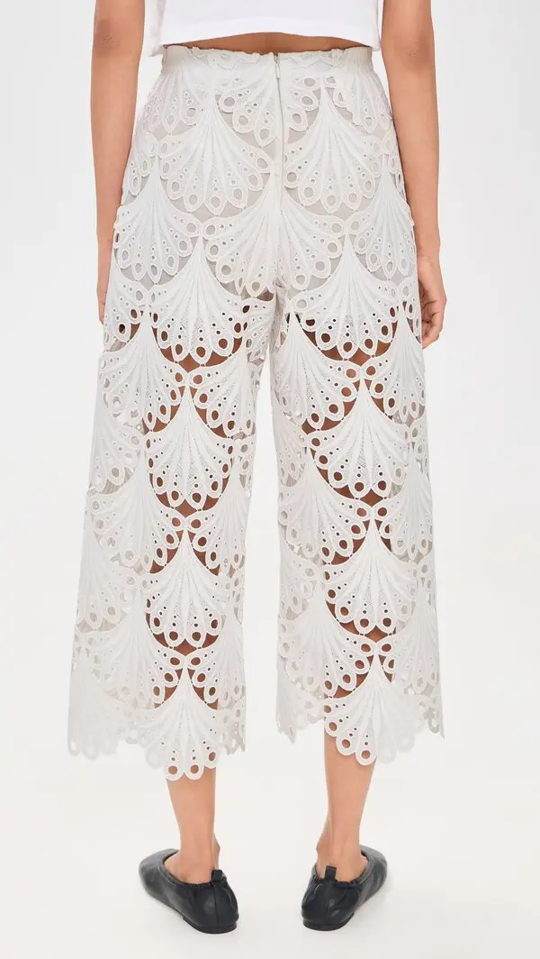 MEIMEIJ Scalloped Eyelet Lace Pants