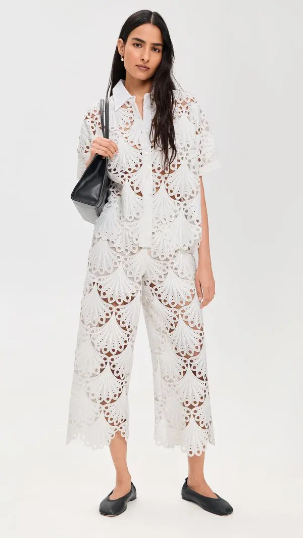MEIMEIJ Scalloped Eyelet Lace Pants