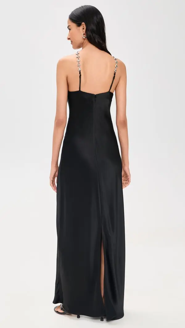 Staud Cadence Maxi Dress With Embellished Halter Neck - Black