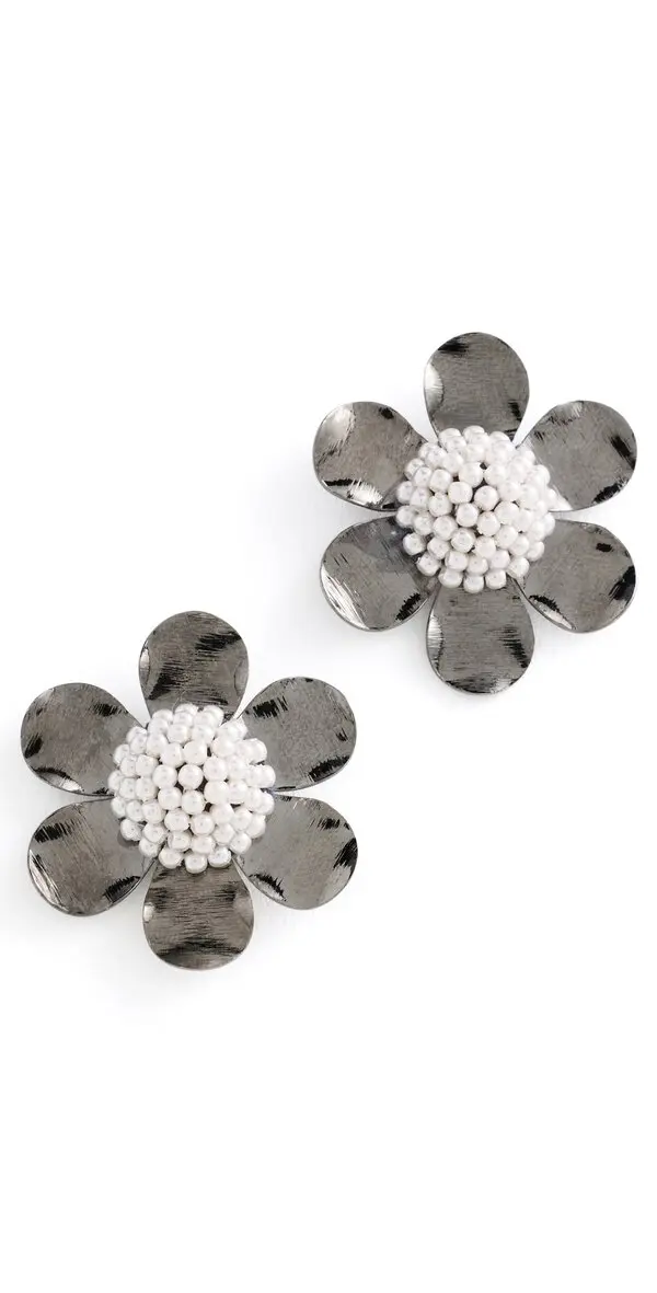 Deepa Gurnani Curie Floral Earrings - Gun
