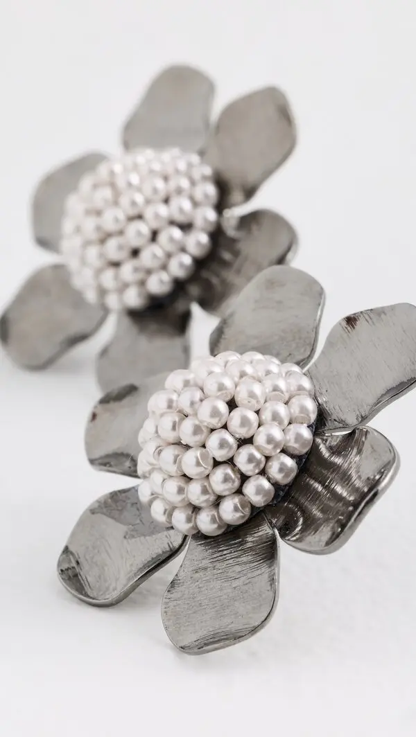 Deepa Gurnani Curie Floral Earrings - Gun