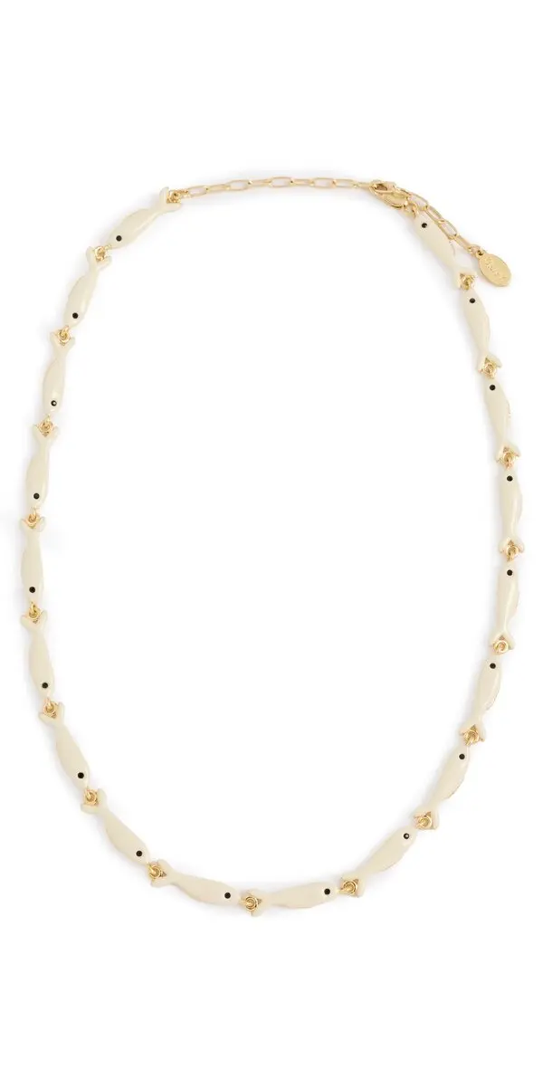 Clare V. Enamel Sardine Necklace - Cream