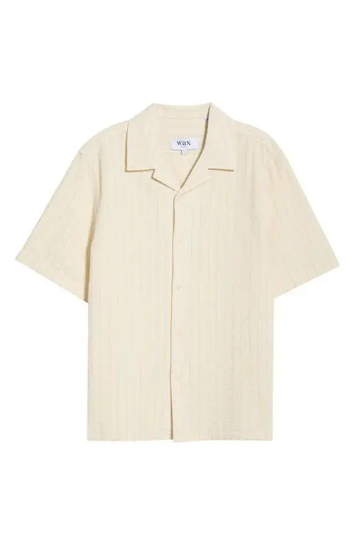 WAX LONDON Didcot Stripe Cotton Seersucker Camp Shirt - Ecru/blue