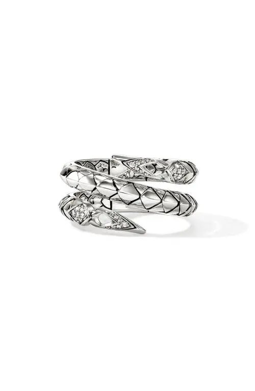 John Hardy Naga Sterling And Diamond Coil Ring - Silver